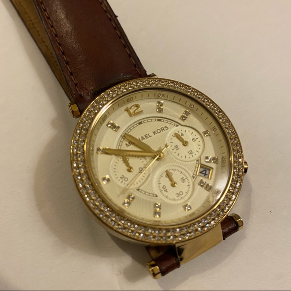 Michael Kors | Accessories | Michael Kors Leather Band Watch Mk2249 ...